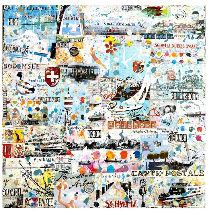 MARION DUSCHLETTA «Bodensee Vintage Collage», UNIKAT (Neu und originalverpackt) in St. Gallen ...