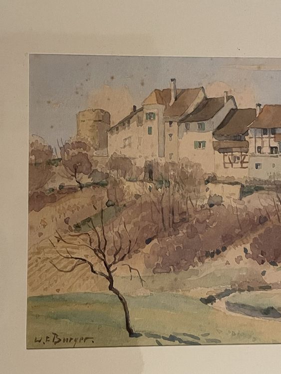 Wilhelm Friedrich Burger, Regensberg, Aquarell, gerahmt (Gebraucht) in Zürich für CHF 95 – mit ...