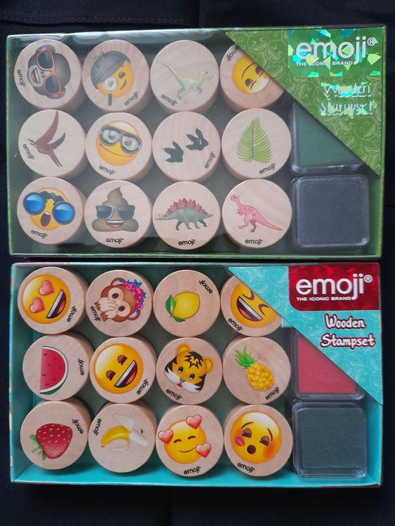 NEU: Stempelset aus Holz mit 24 Emoji Stempel / Bastelset | Kaufen auf ...