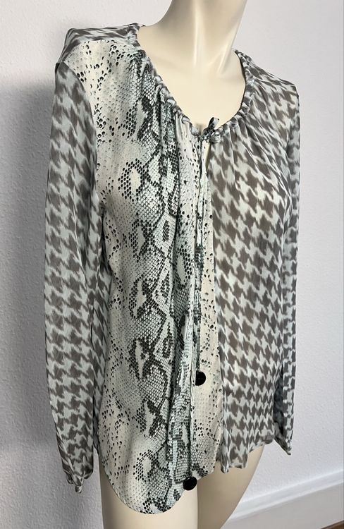 👚 René Lezard Seidenbluse Gr. 34, Hahnentritt & Schlange 👚 (Gebraucht ...