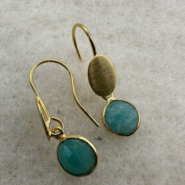 Ohrhänger mit Amazonit in Silber 925 gelbvergoldet (Neu (gemäss Beschreibung)) in Basel für CHF ...