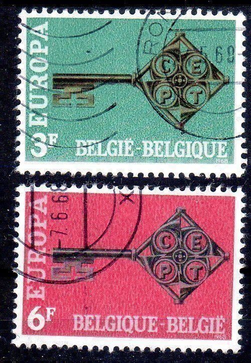 BELGIEN 2 EUROPAMARKEN SCHLÜSSEL 1968 GESTEMPELT - E388 (Gebraucht) in Losone für CHF 1 – mit ...