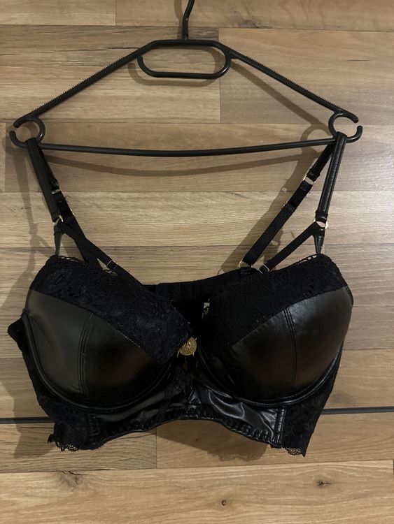 Schwarzer BH mit Spitze & Leder Gr. 90D (Neu (gemäss Beschreibung)) in ...
