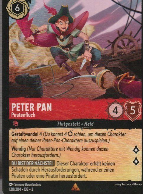 TCG LORCANA DIE TINTENLANDE 3INK De 120 Peter Pan - Piratenf (Neu ...
