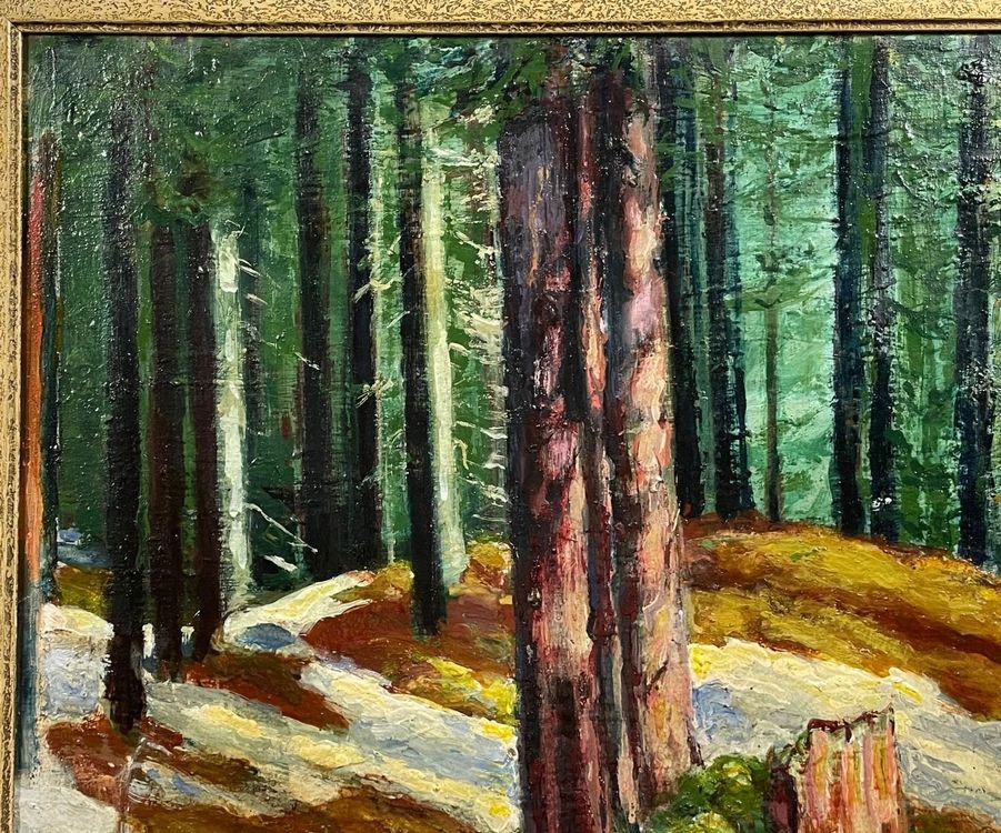 Impressionistische Wald Szene in Davos grosses Gemälde | Kaufen auf Ricardo