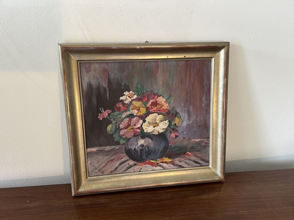 Blumen Stillleben Ölgemälde auf Leinwand gerahmt signiert