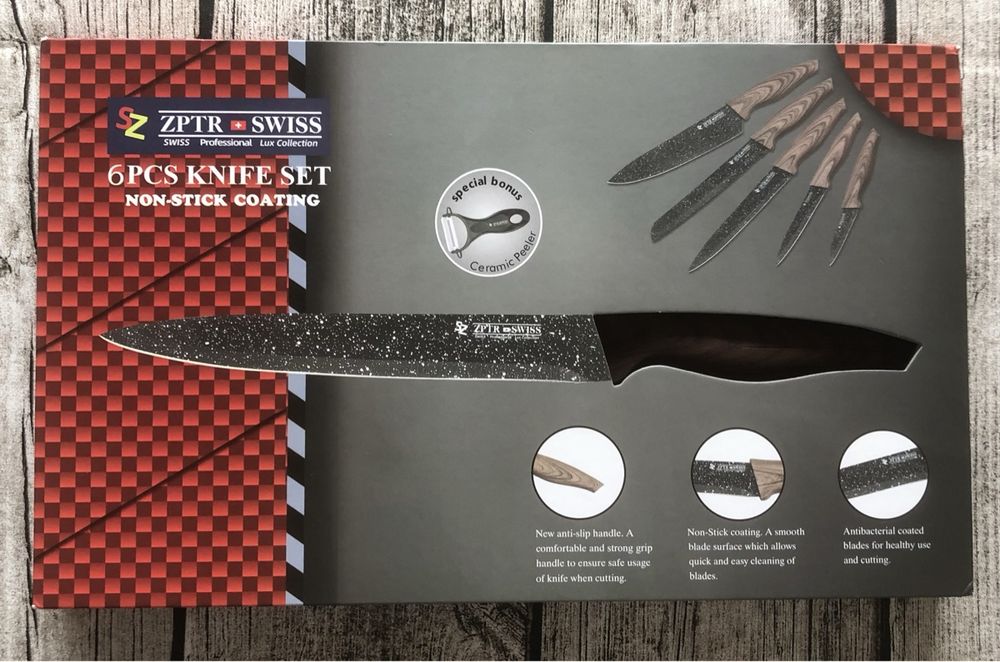 ZPTR SWISS Küchenmesser-Set 6 Teilig, Antihaftbeschichtung (Neu und ...