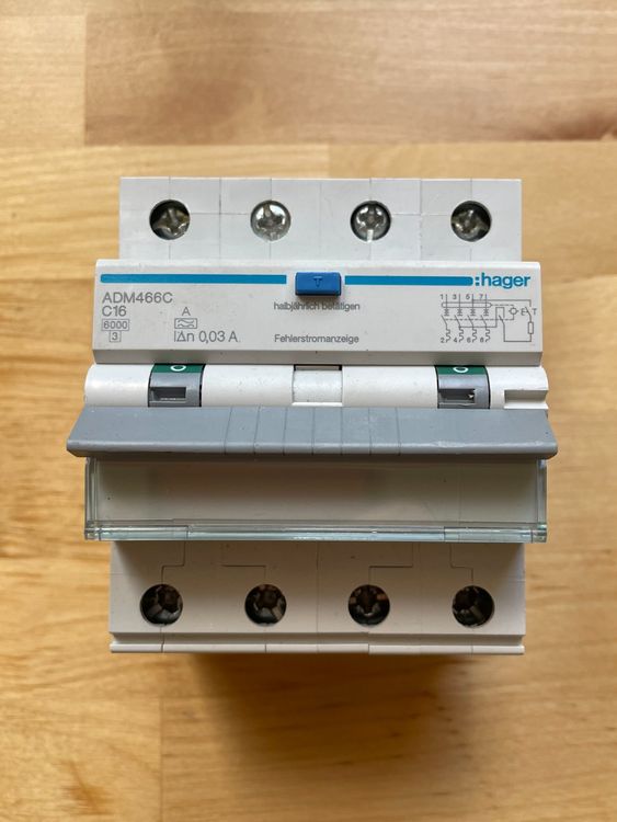 HAGER Fehlerstrom-Leitungsschutzschalter 4p C16 (Gebraucht) in Grenchen für CHF 65 – mit ...