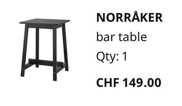 Ikea Norraker bar table (Gebraucht) in Zürich für CHF 10 – nur Abholung ...