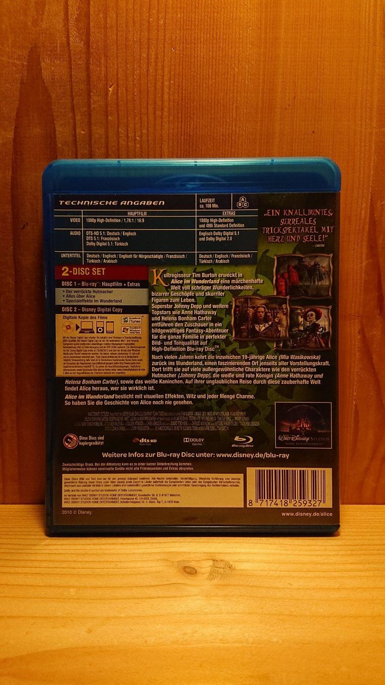 ALICE IM WUNDERLAND Blu-Ray Disney mit Johnny Depp (Gebraucht) in Wilderswil für CHF 2.9 – mit ...