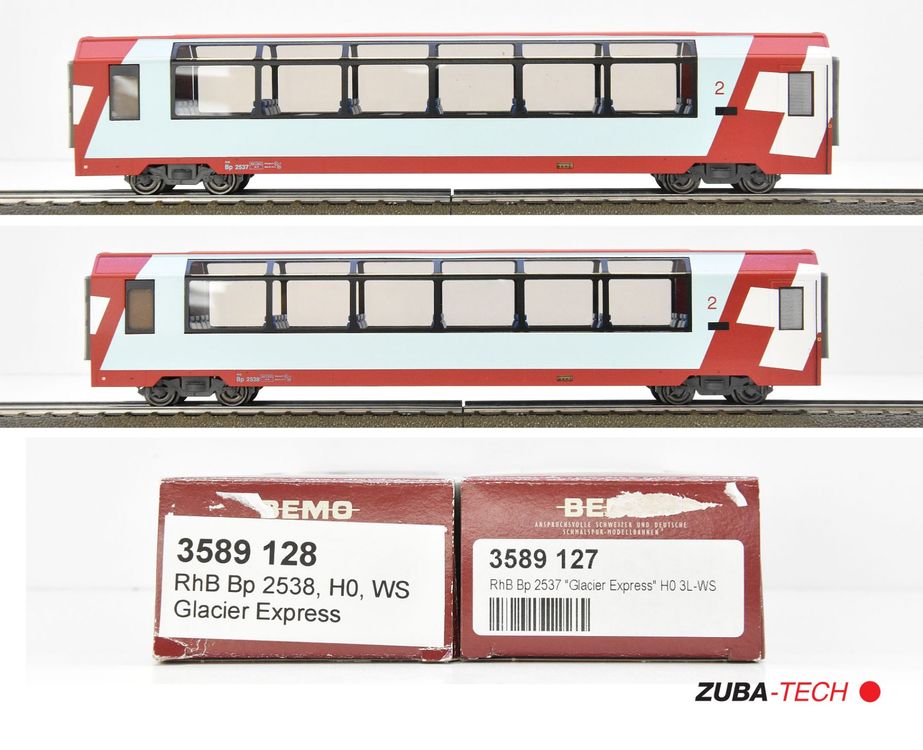Bemo 2x Glacier Express Personenwagen der RhB H0 WS mit OVP (Gebraucht) in St. Gallen für CHF ...