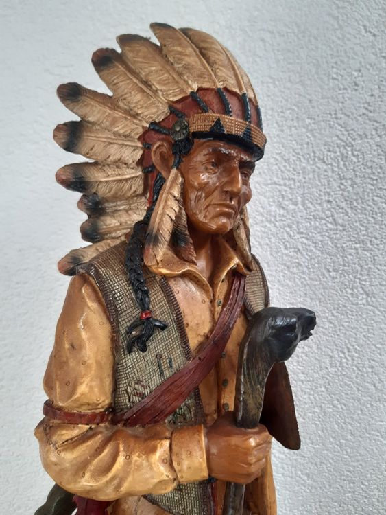 Magnifique Grande Statue Chef Indien d'Amérique -62 cm/3.5kg (D ...