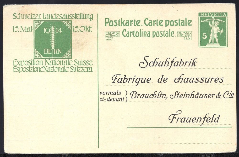 Postkarte mit Zudruck; Schuhfabrik FRAUENFELD (Gebraucht) in Aarau für CHF 4 – mit Lieferung auf ...