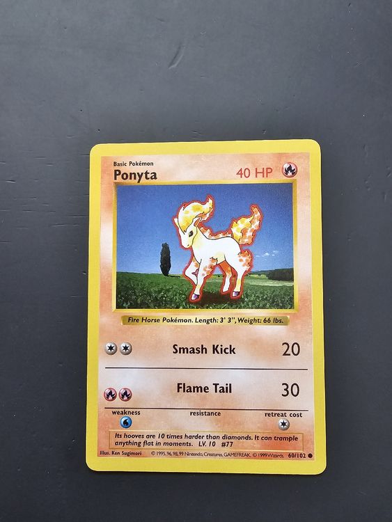 Ponyta Shadowless Pokemon Karte - Base Set - Top Zustand (Gebraucht) in ...