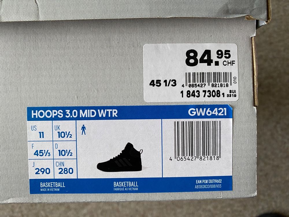 Neuer Adidas Sneaker HOOPS 3.0 MID Winter, Gr. 45 1/3 UK10.5 (Neu und originalverpackt) in Thun ...
