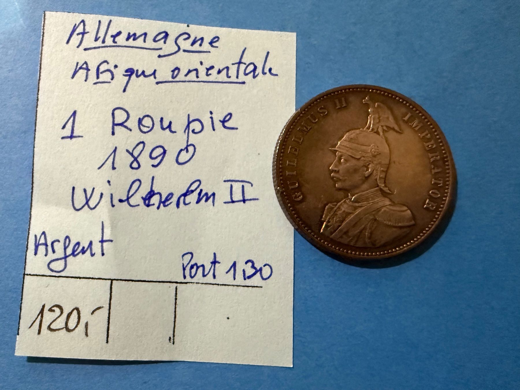 ALLEMAGNE ( AFRIQUE ORIENTALE) 1 ROUPIE 1890 - WILHELM II - (D'occasion ...