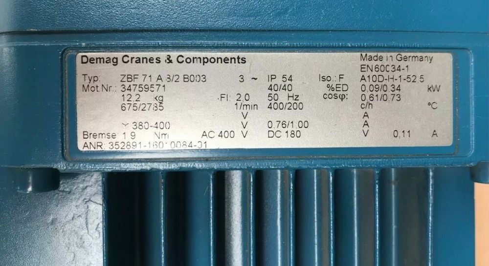 Demag Antrieb Elektro Motor ZBF71A 8/2 B003 Neu für Kran (Neu (gemäss ...