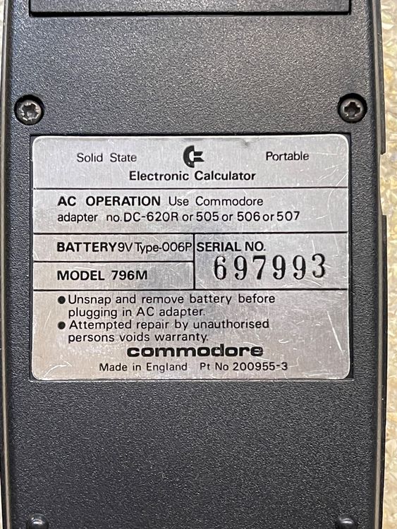 Commodore 1976 Taschenrechner Model 796M | Kaufen auf Ricardo
