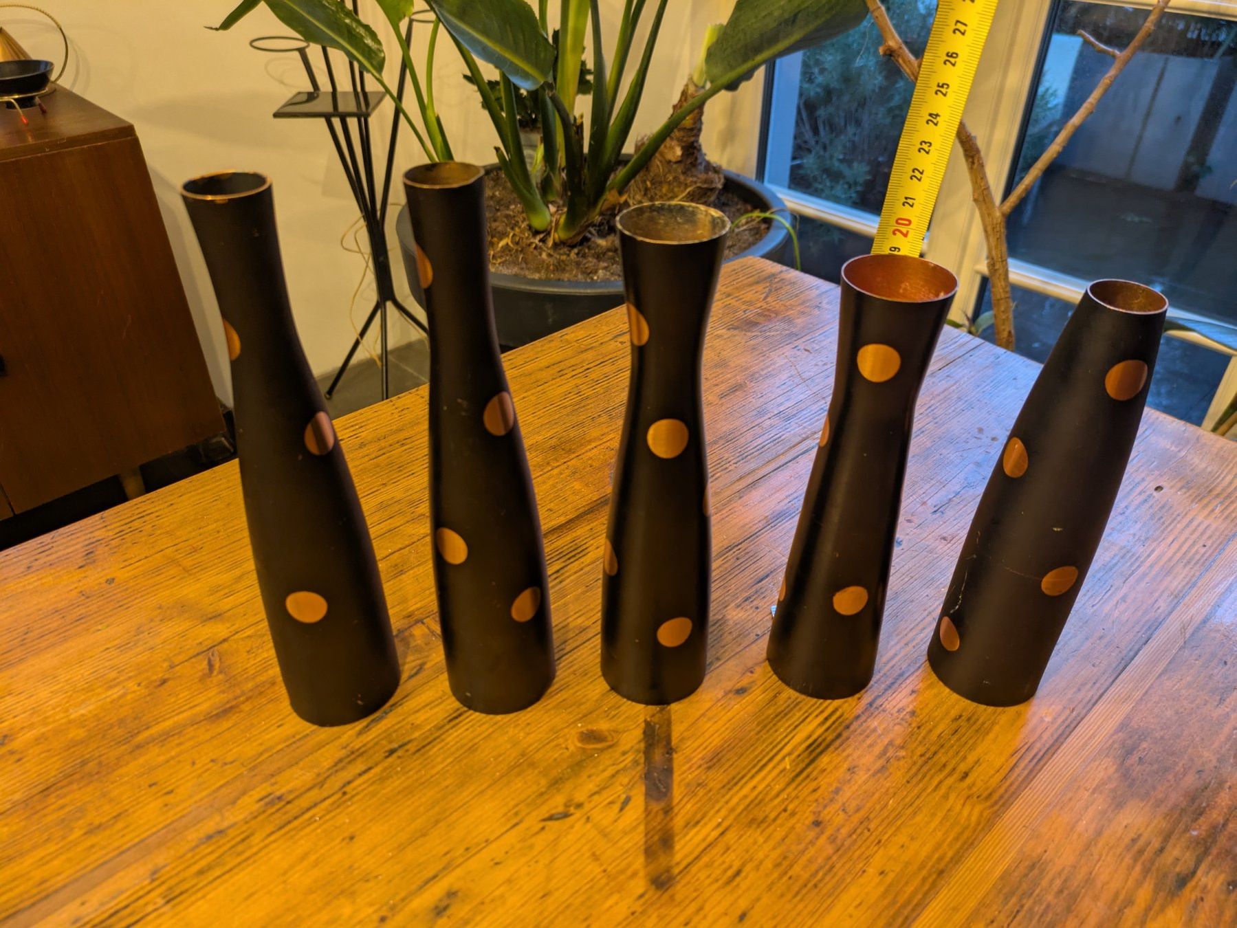 5 Egro Kupfer Vasen Reinkupfer Vintage midcentury 5er Set (Gebraucht ...