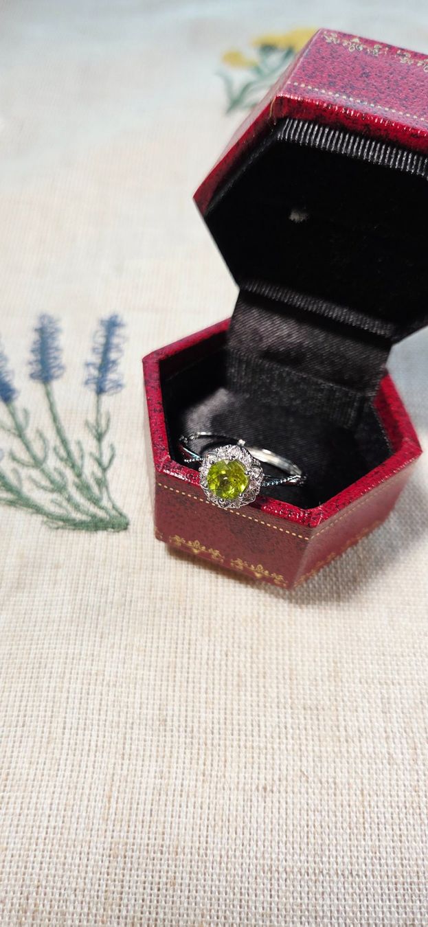 NEW - Silver Plated Peridot Ring (Adjustable) (Neu (gemäss Beschreibung ...