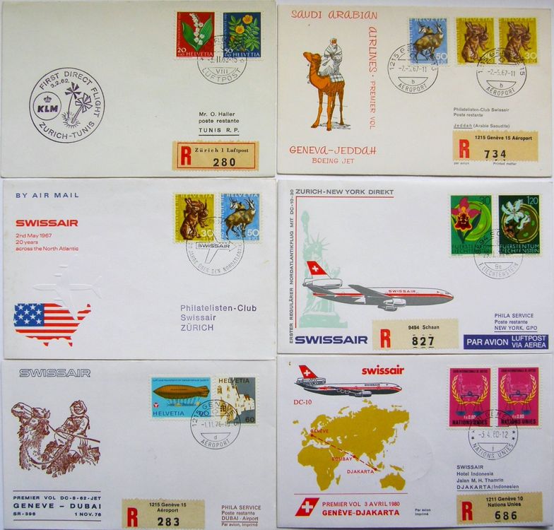 orig 6x Airmail First Flight Covers 1962 1967 1973 1976 1980 | Kaufen ...