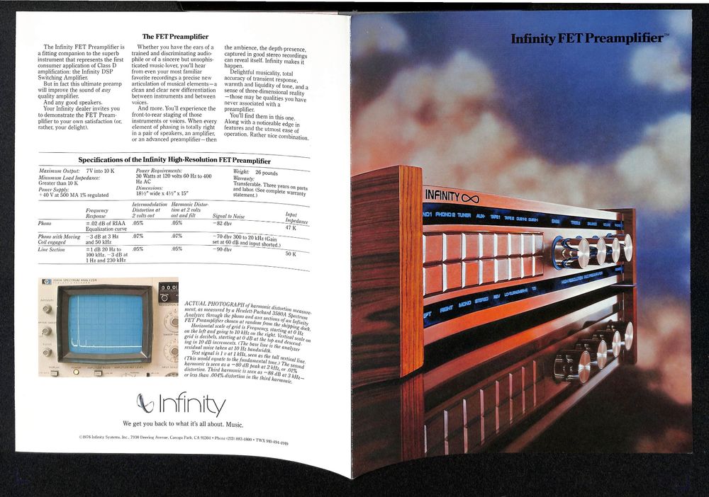 The Infinity FET Preamplifier Prospekt (3 S.) Vorverstärker | Acheter ...