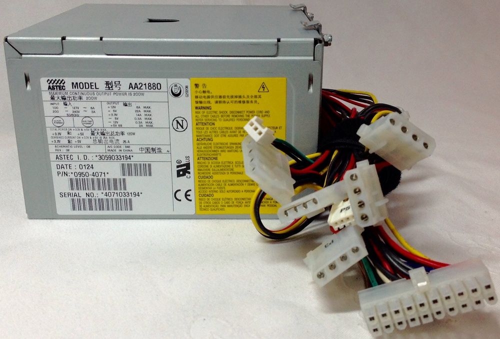 Astec AA21880 Netzteil ATX 200Watt 20pol Molex Floppy Lüfter | Kaufen ...