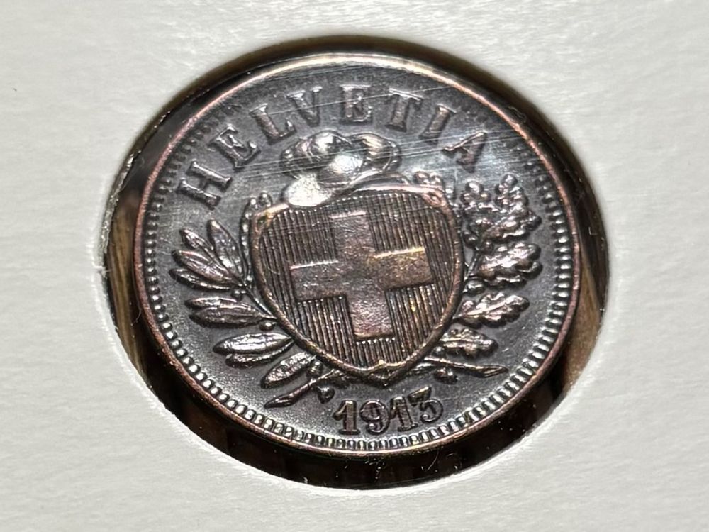 Schweiz 2 Rappen 1913 vzgl - unz ++ Patina ++ (Neu (gemäss Beschreibung)) in Speicher für CHF 20 ...