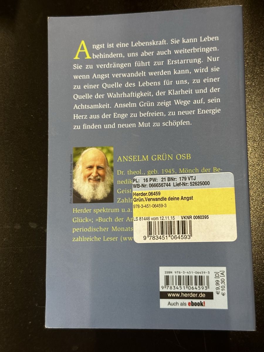 Anselm Grün: "Verwandle deine Angst" - Top Zustand! (Neu (gemäss ...