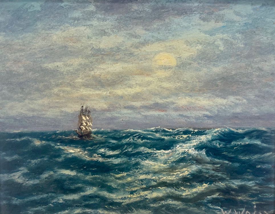 Gemälde Meer mit Segelschiff W. Weiss | Kaufen auf Ricardo