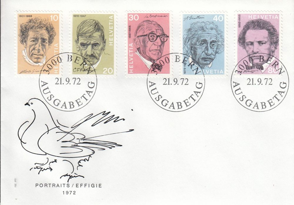1972 511-15 Portraitmarken 2 FDC Zeichnung Hans Erni Luzern | Kaufen auf Ricardo