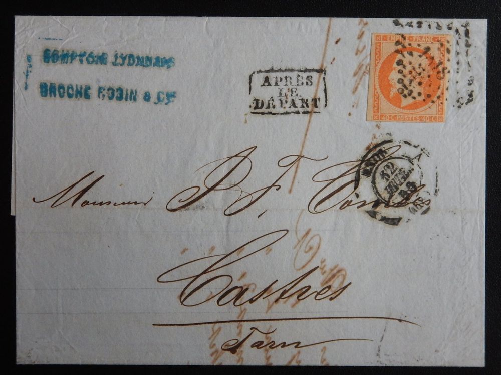 Frankreich Kat. 15 gest. 1855 auf Brief (Gebraucht) in Zürich für CHF ...