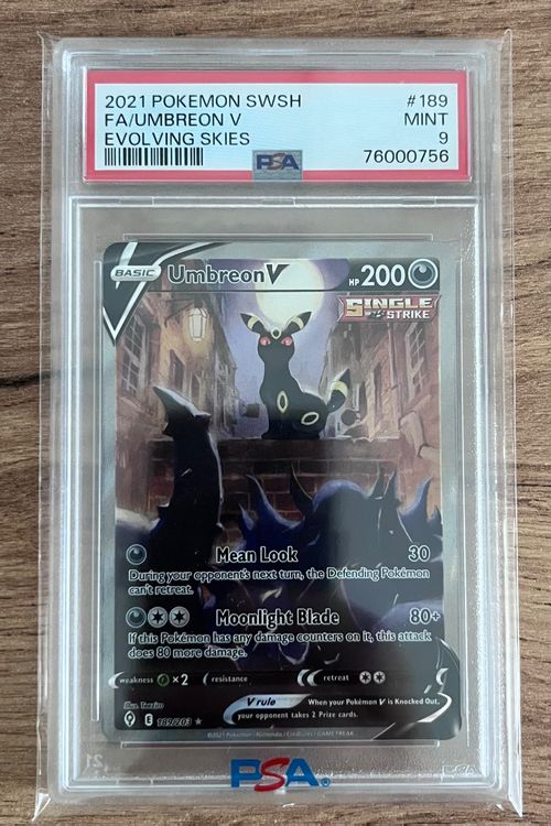 Umbreon V Alt Art 189/203 Pokemon Evolving Skies PSA 9 (Neu (gemäss ...