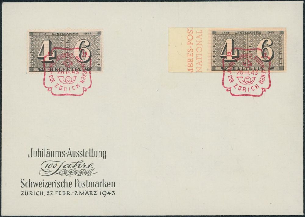 1943 Luxusbogen - Blockausschnitt - FDC (Gebraucht) in Schindellegi für CHF 135 – mit Lieferung ...