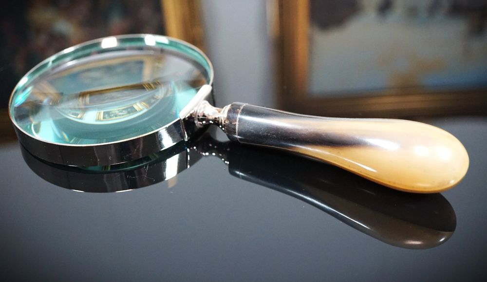 LUPE MIT GRIFF AUS HORN LESELUPE KARTENLUPE SILBER (Gebraucht) in ...