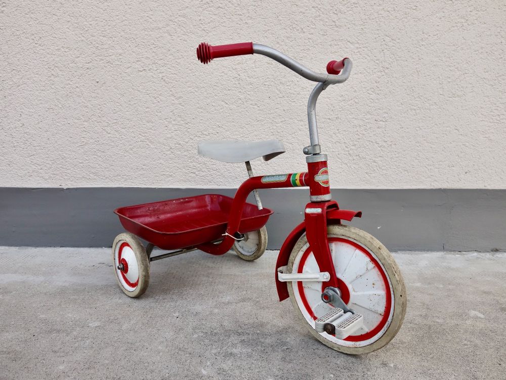 altes rotes Dreirad mit Kippwanne WINTHER Denmark 80er Jahre (Gebraucht ...