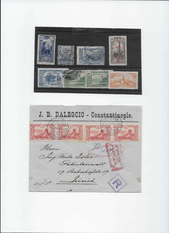 Postes Ottomanes R-Brief von 1916 inkl. kleine Steckkarte (Gebraucht ...