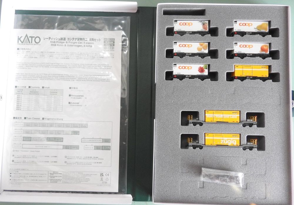 RhB Güterwagen 8er Set Coop Container Postwagen Spur N Neu (Neu und originalverpackt) in Salez ...