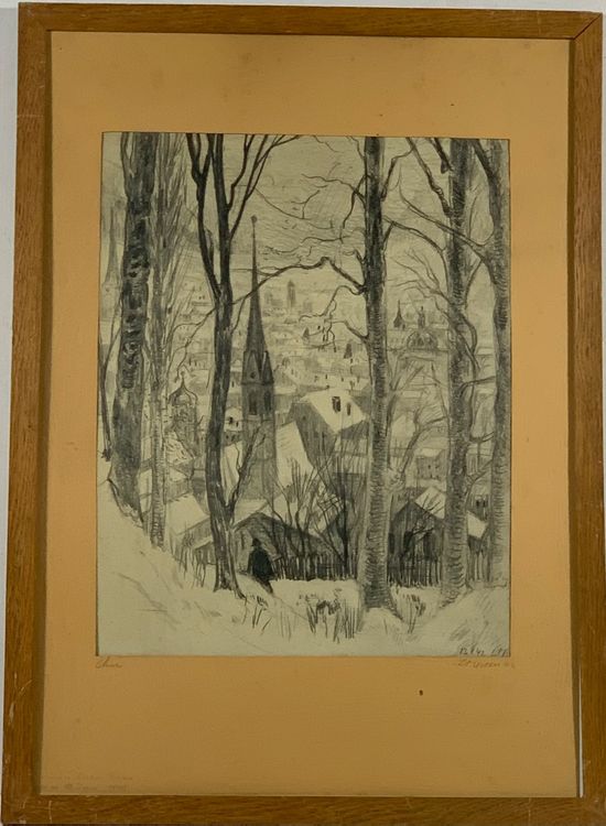 Leonhard Meisser (1902-1977) Kohlezeichnung - Chur (Gebraucht) in Root ...
