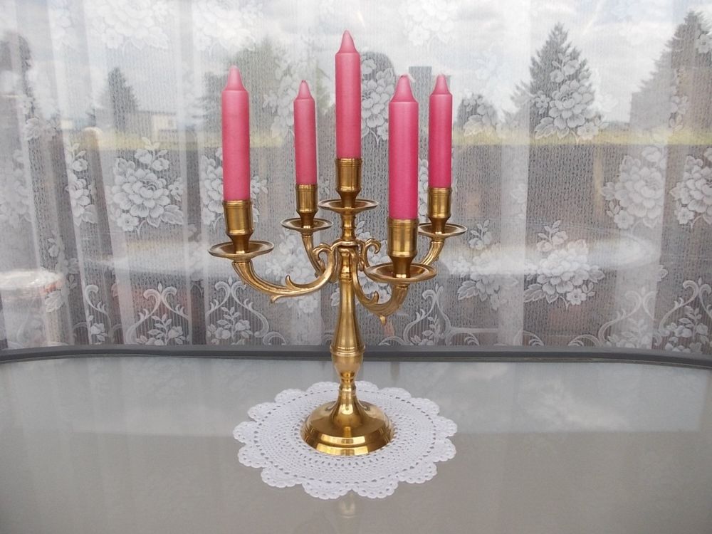 Alter 27 cm 5flammiger Messing Kerzenständer 50er/60er Jahre | Kaufen auf Ricardo
