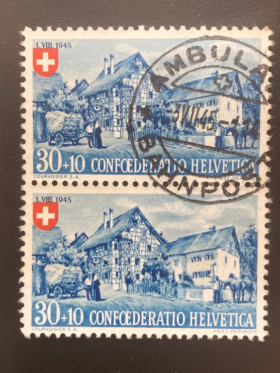 Schweiz 1945 Pro Patria 30 Paar Vollstempel AMBULANT 3.VII. (Gebraucht) in Liestal für CHF 20 ...