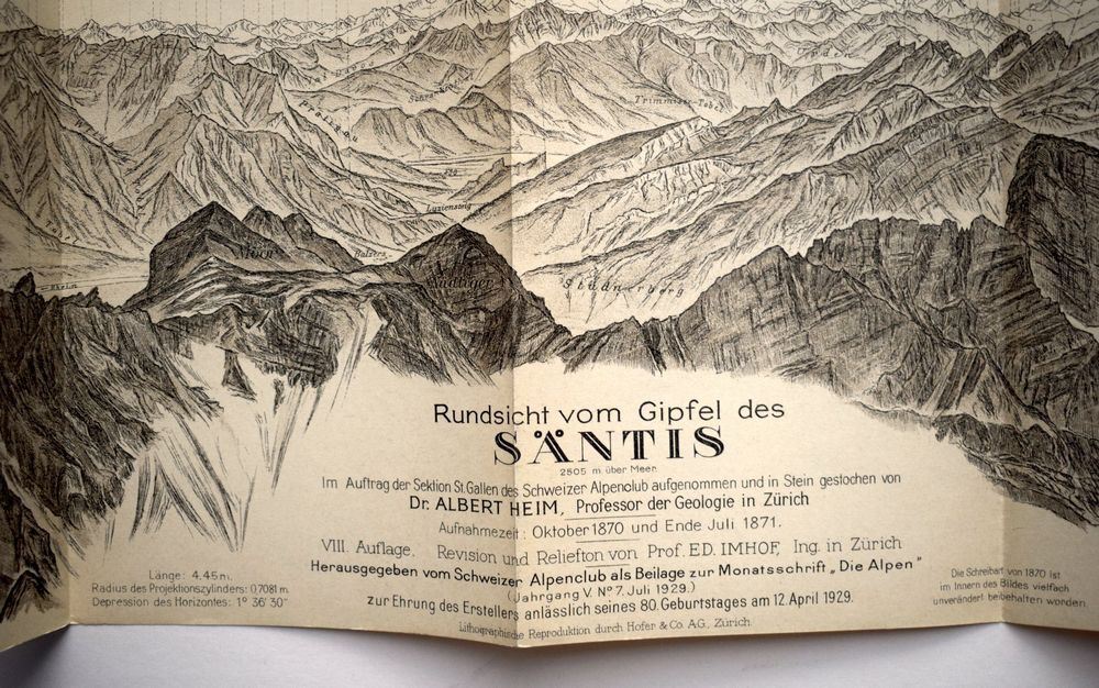 Albert Heim Eduard Imhof Säntis 1871 1929 Panoramakarten SAC | Kaufen auf Ricardo