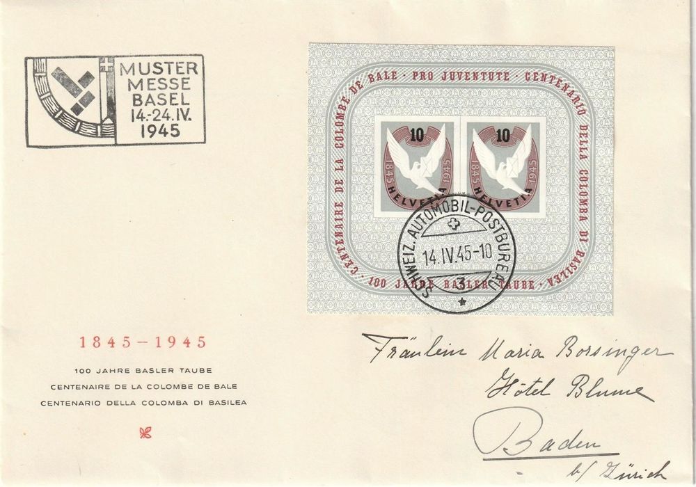 Basler-Block 1945, auf So-Umschlag, ET | Kaufen auf Ricardo