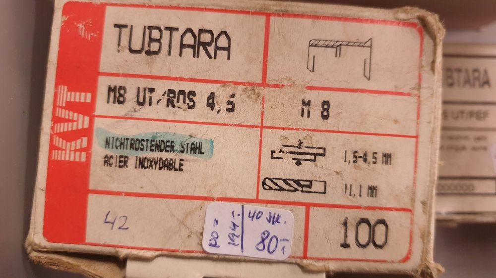 TUBTARA Blindnietmutter M8 UT / ROS 4,5 (Gebraucht) in Wädenswil für ...