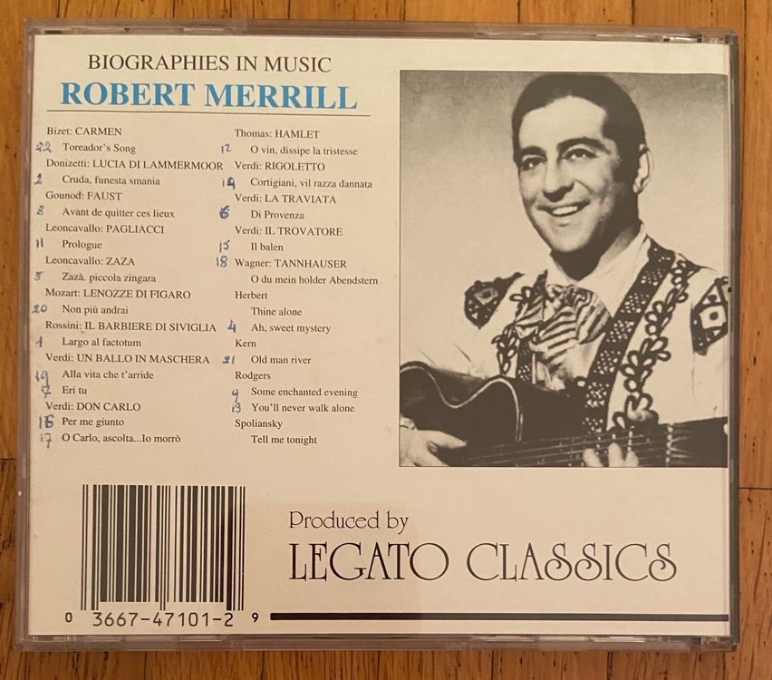 ROBERT MERRILL CD Baritone • Live Performances 1944–1990 (Gebraucht) in ...