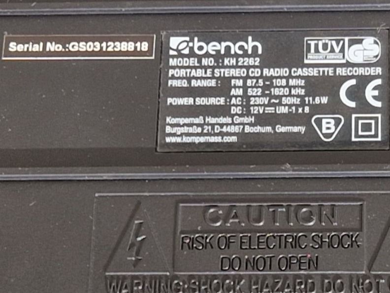 Stereo Radiorecorder Bench KH 2262 | Kaufen auf Ricardo