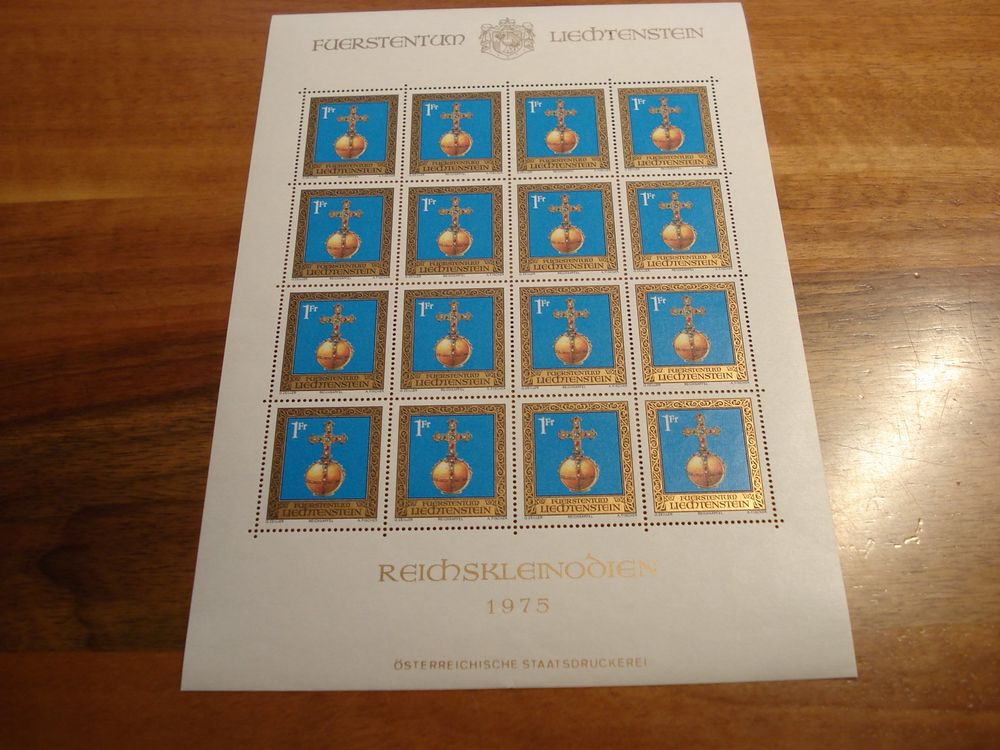 Liechtenstein 1975, Bogensatz Reichskleinodien ** (Gebraucht) in Niederwil AG für CHF 3.4 – mit ...