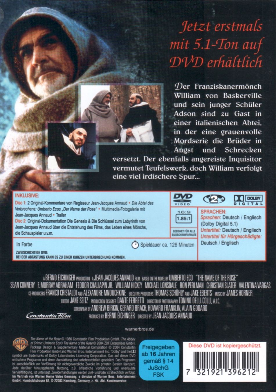 DVD: Der Name der Rose (mit Sean Connery, F. Murray Abraham) (Neu ...