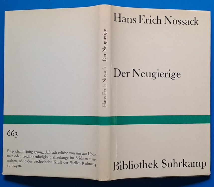 Hans Erich Nossack: Der Neugierige. EA Bibl. Suhrkamp 1980 (Gebraucht) in Zürich für CHF 10 ...