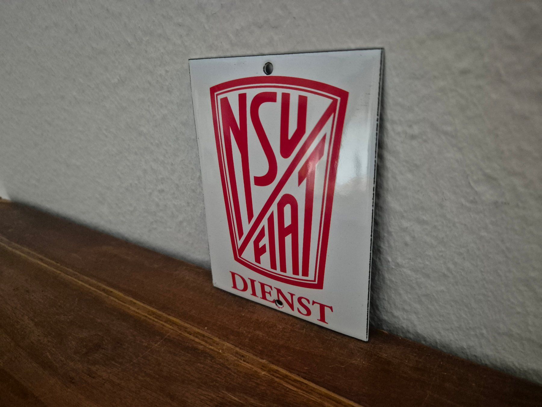 Emailschild NSU Fiat Oldtimer Werkstatt Logo Emaille Schild (Neu ...